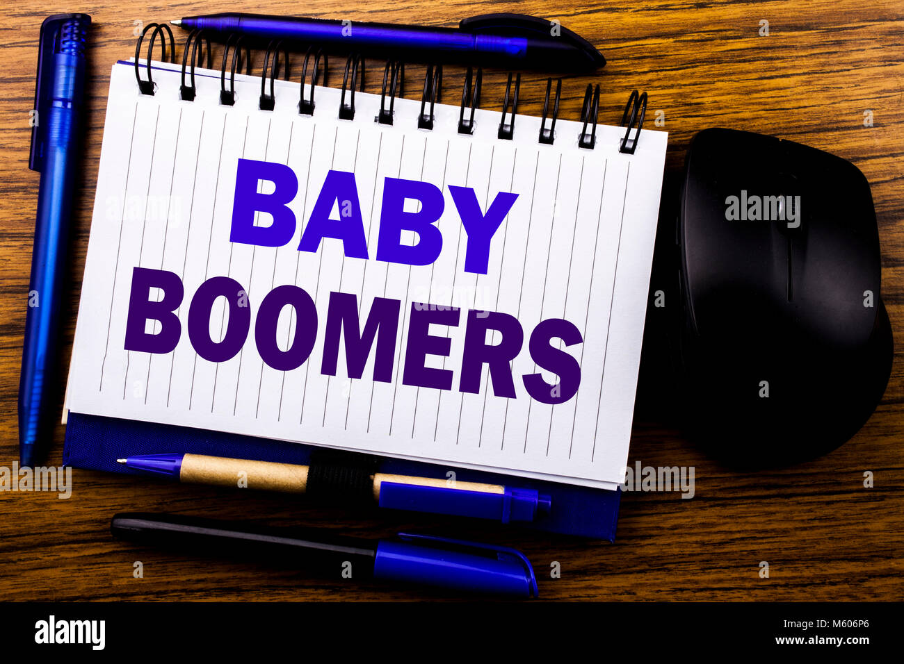 Handwritten text showing Baby Boomers. Business concept for Demographic ...