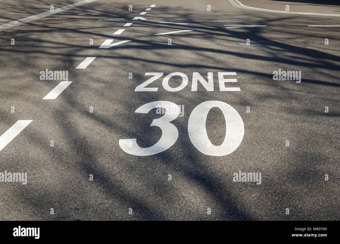Road speed markings Stock Photo - Alamy