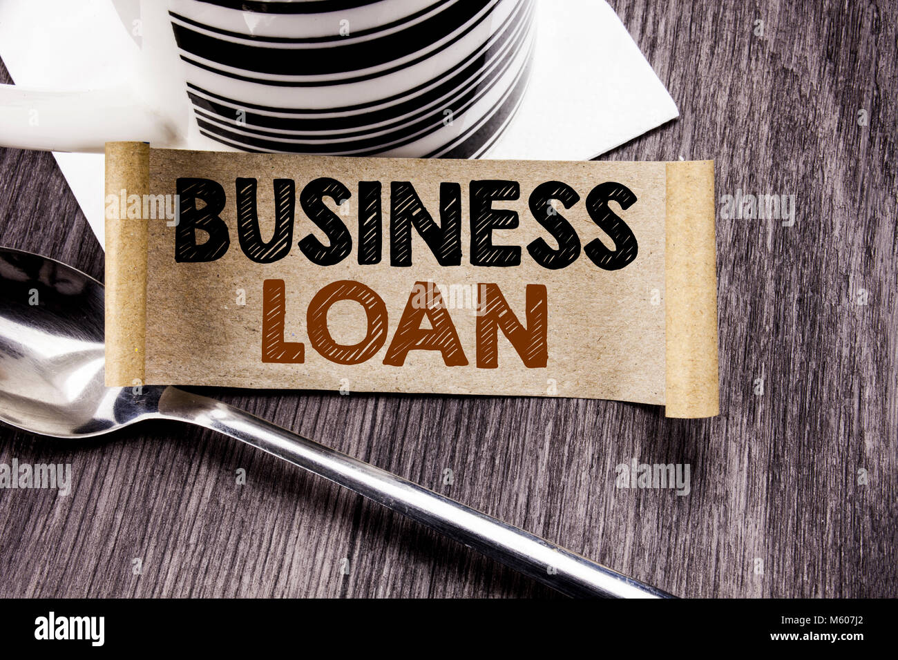 Handwriting Announcement text showing Business Loan. Business concept ...