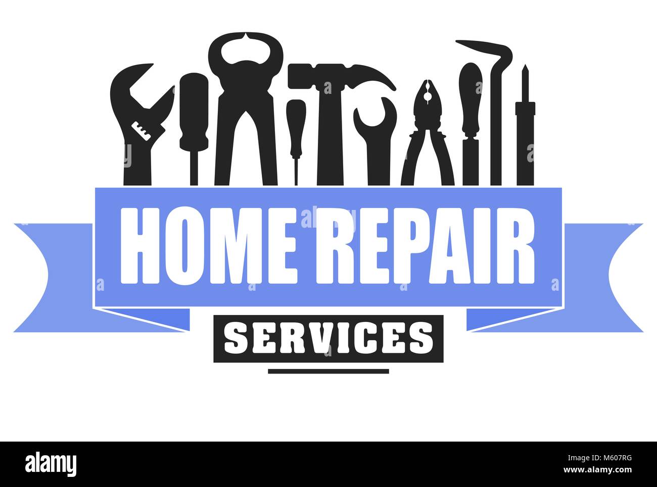 Home repair services vector design for your logo or emblem with blue ...
