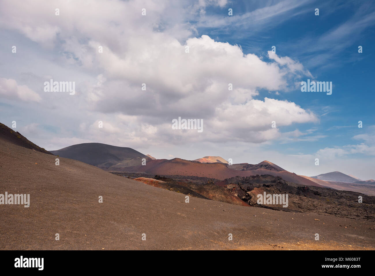 Amazing volcanic landscape and lava desert in Timanfaya national park ...
