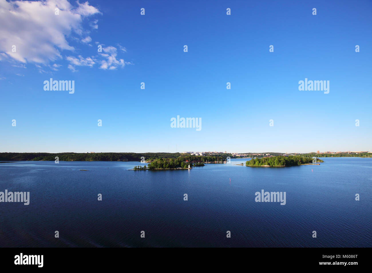 Sea landscape with green islands in Gulf of Bothnia, high angle view ...