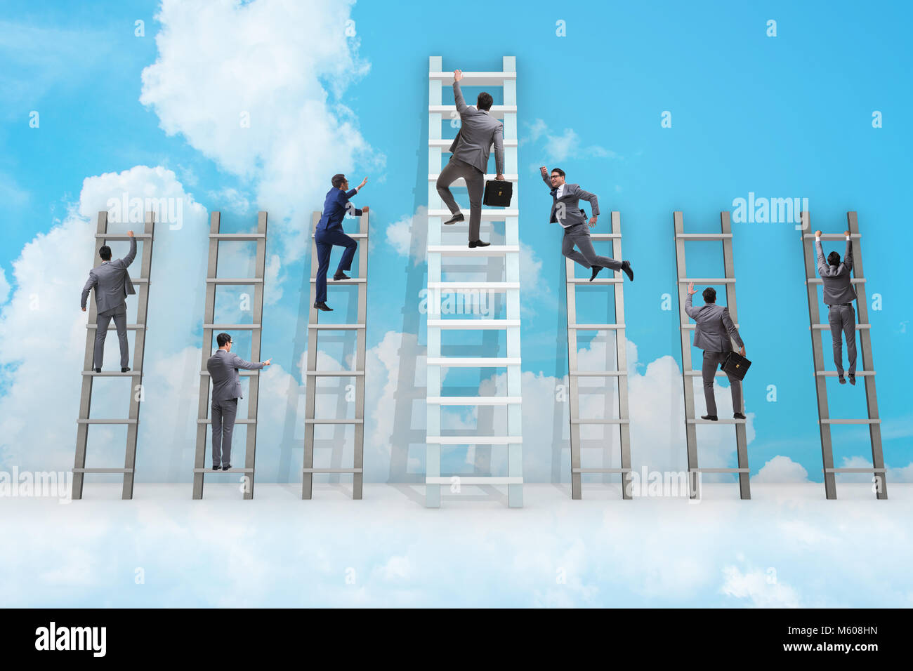 Career progression concept with various ladders Stock Photo - Alamy