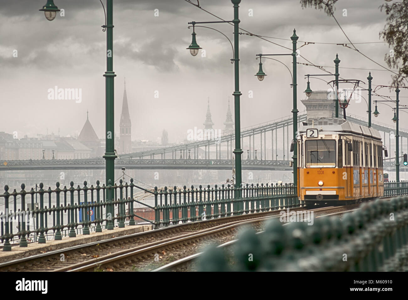 Tramway route along Budapest riverfront Stock Photo - Alamy