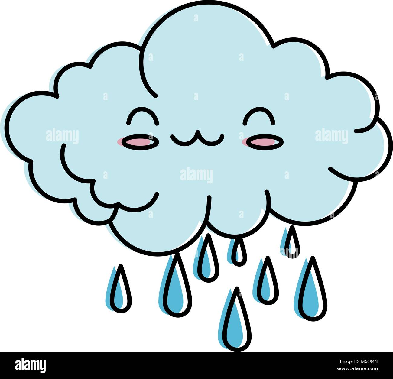cute cloud rainy kawaii character vector illustration design Stock ...