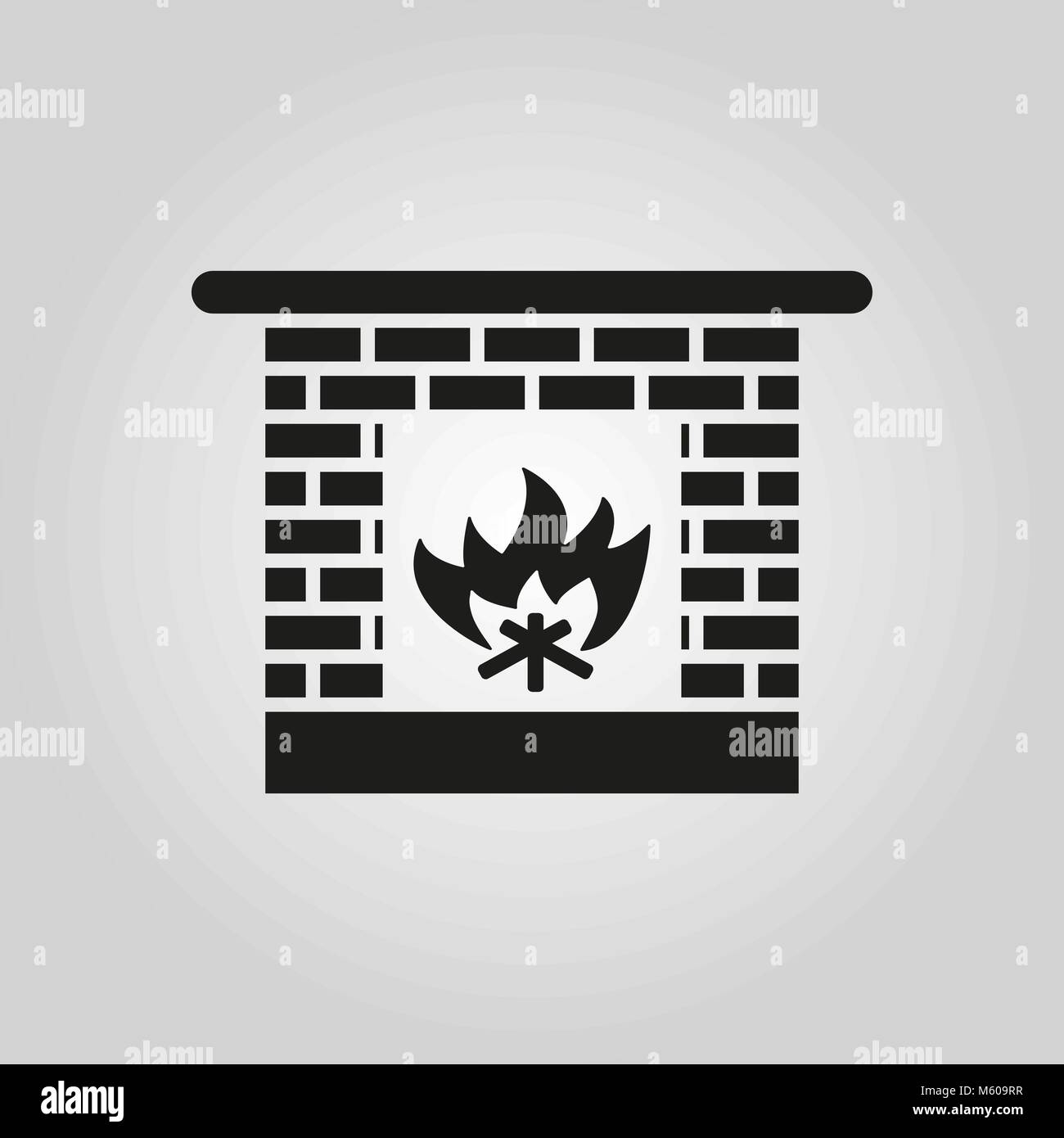 Fireplace icon. Hearth and chimney, fire, mantelpiece, heat symbol ...