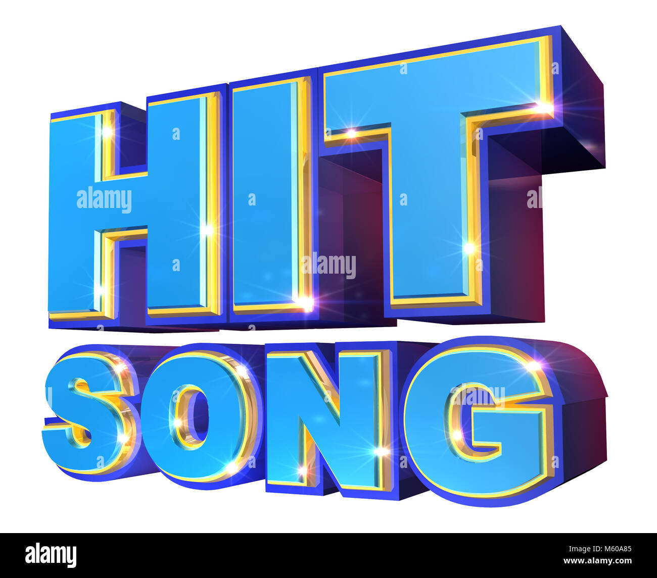 Blue Hit Song Logo - 3d illustration Stock Photo - Alamy