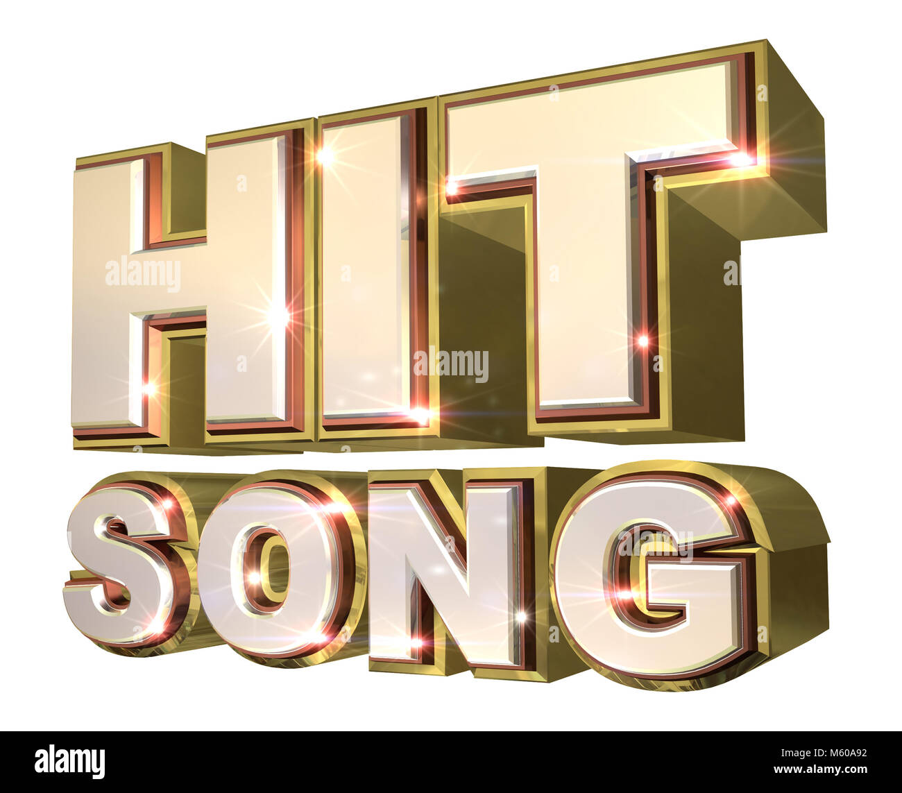 Shiny Golden Hit Song Logo - 3d illustration Stock Photo - Alamy