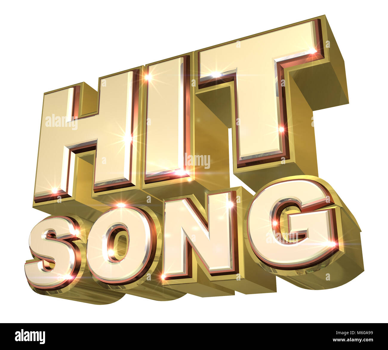Shiny Golden Hit Song Logo - 3d illustration Stock Photo - Alamy