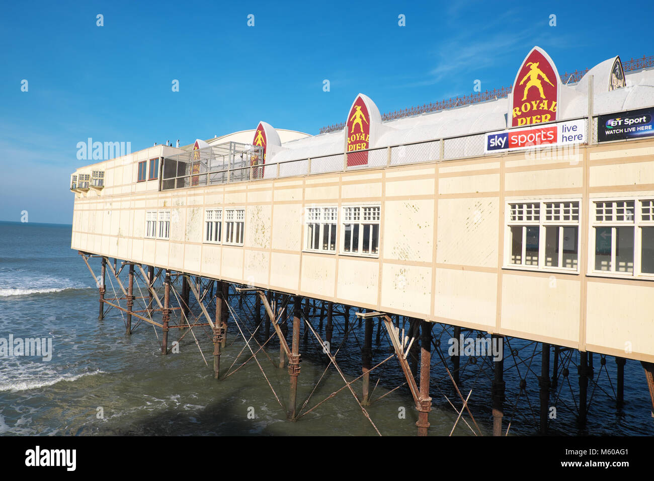 Aberystwyth the Royal Pier at Aberystwyth seafront Ceredigion Wales UK ...