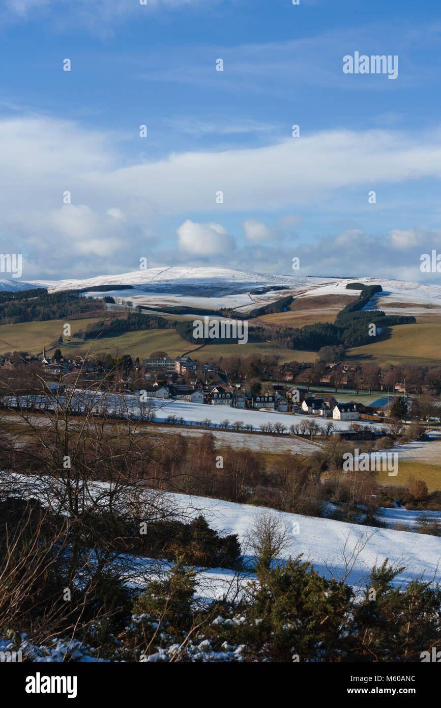 Scottish Borders in February light snow - Selkirk Stock Photo - Alamy