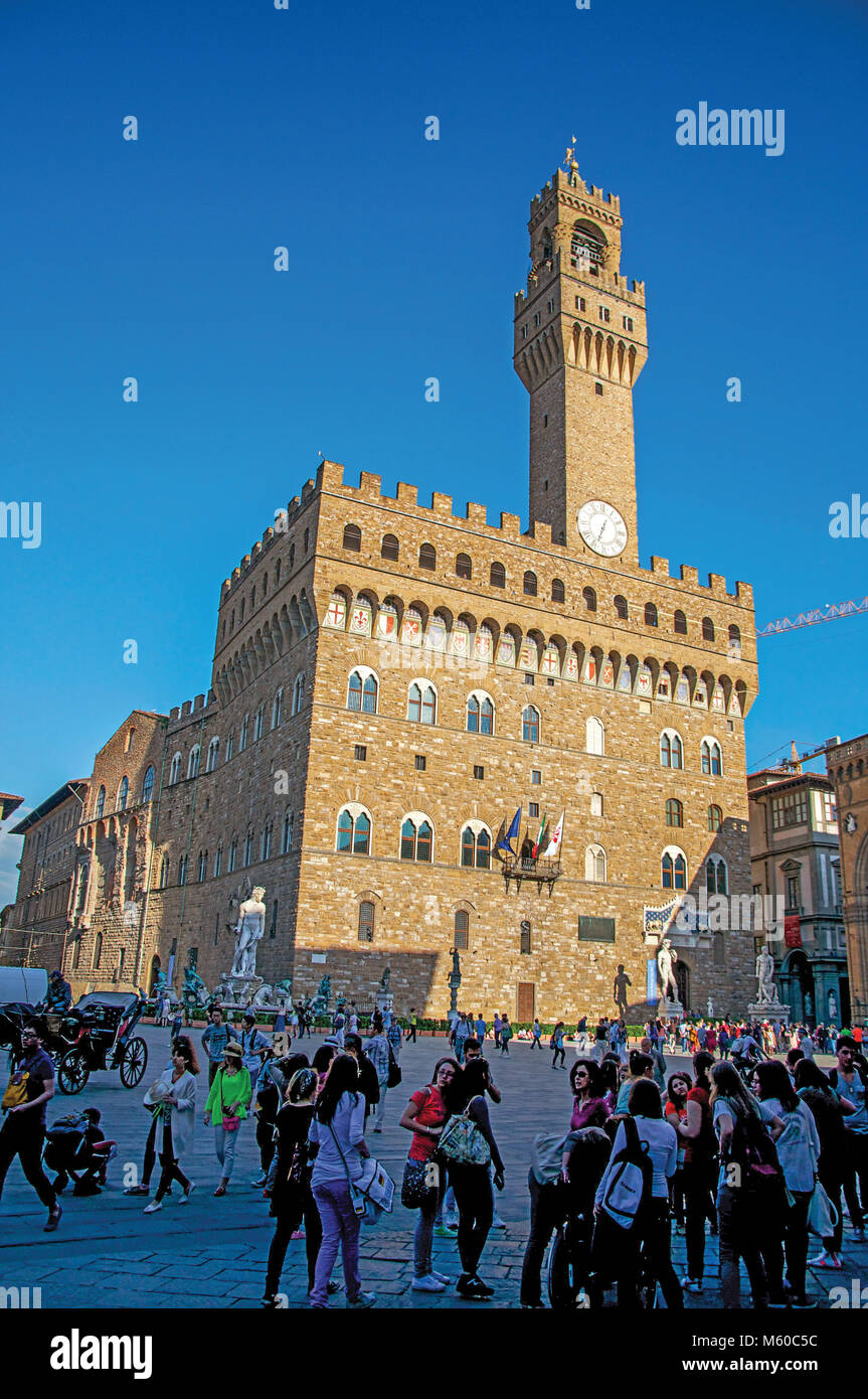 Florence, Italy - May 14, 2013. View of Piazza della Signoria with the ...