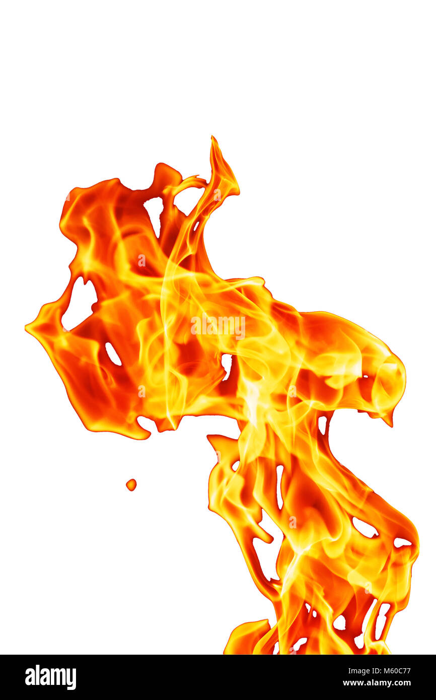 Orange fire flame isolated on white background Stock Photo - Alamy