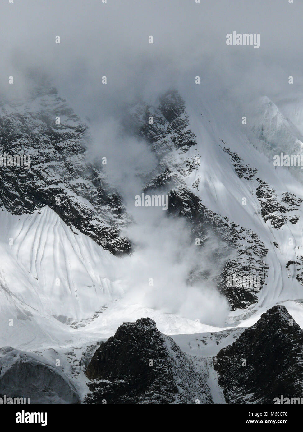 Ice wall of the Tilicho peak, way to the Tilicho lake Stock Photo - Alamy