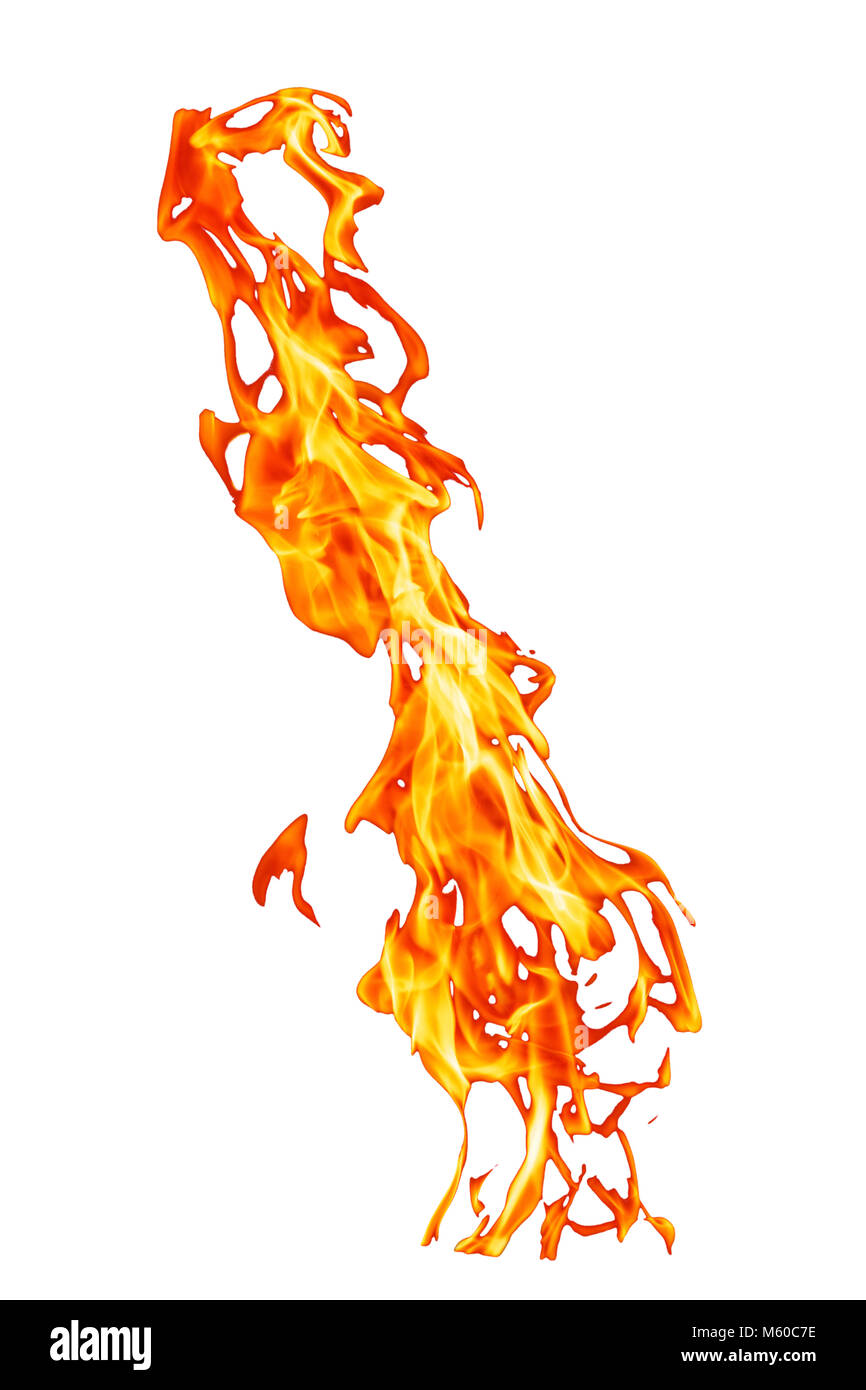 Orange fire flame isolated on white background Stock Photo - Alamy