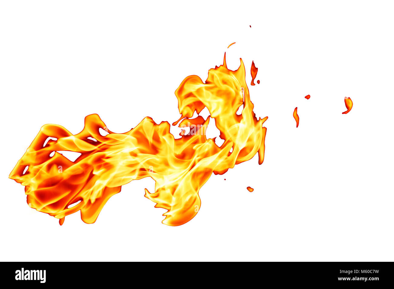 Orange fire flame isolated on white background Stock Photo - Alamy