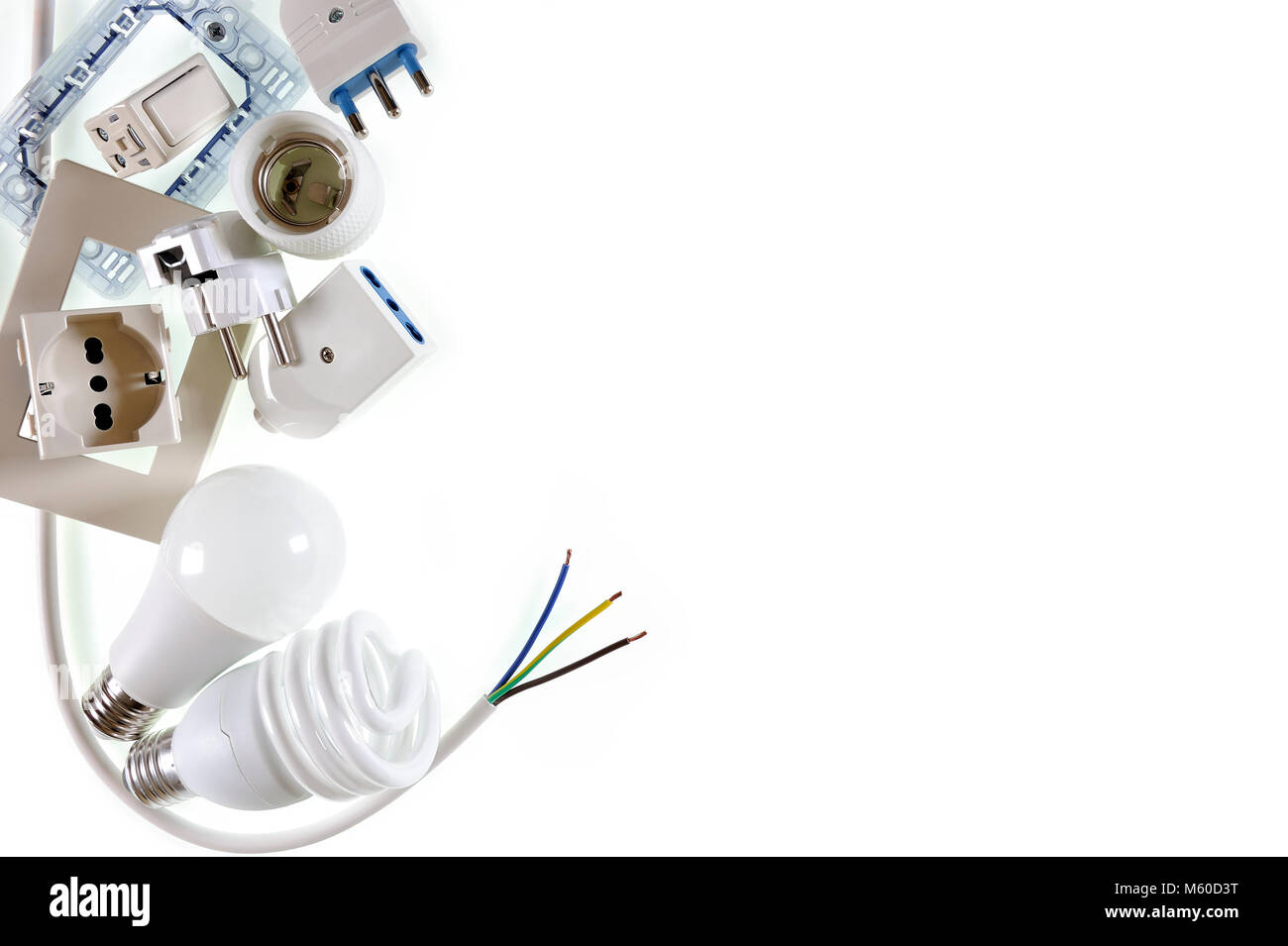 Close-up of electrical equipment on a white background with space for ...