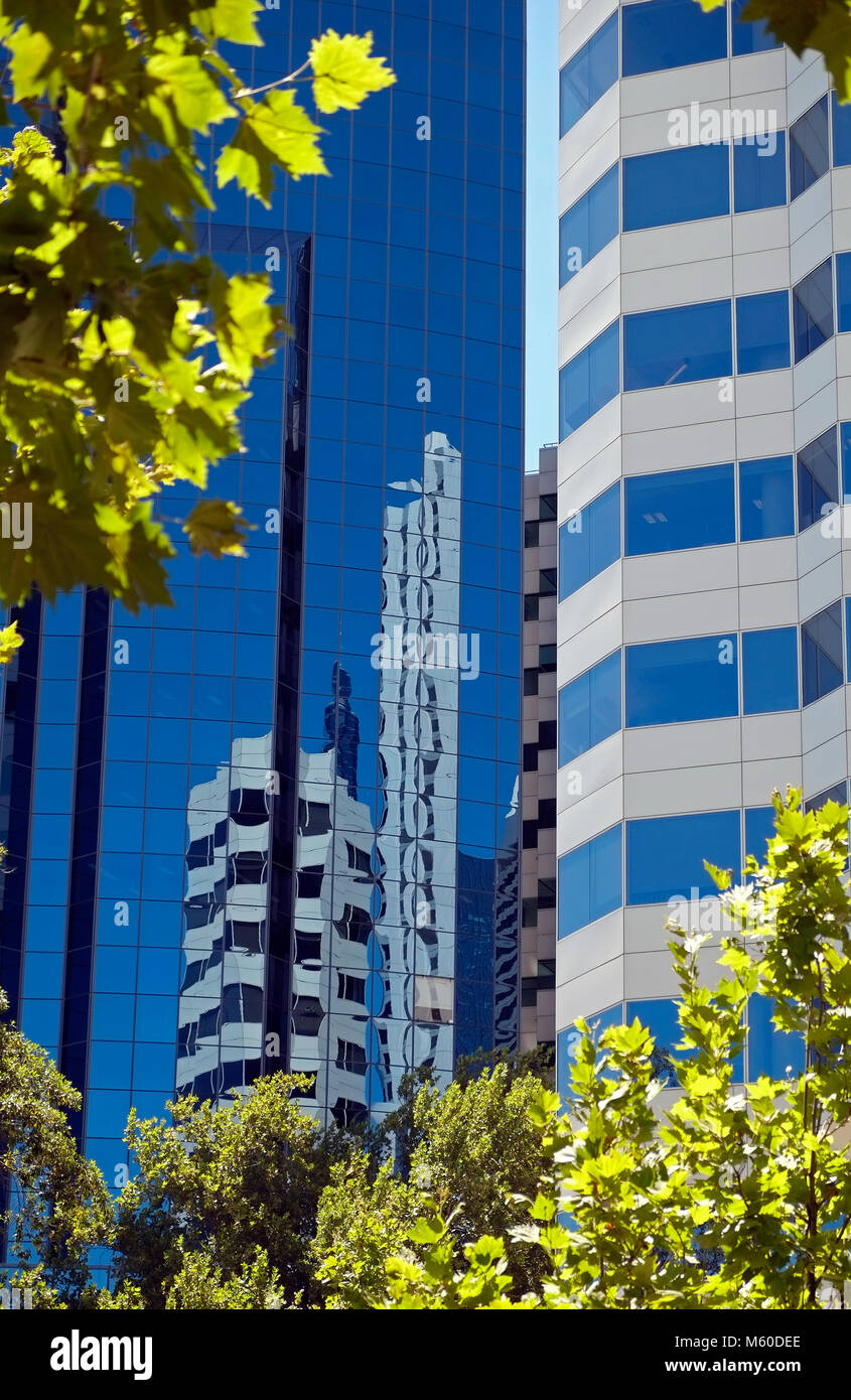 Skyscraper Reflections Perth City W.A. Western Australia Stock Photo ...