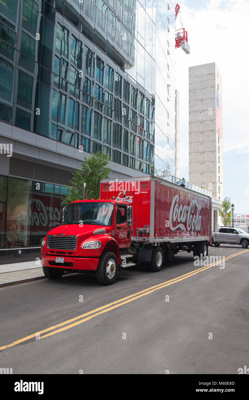 Boston, Massachusetts, USA - July 15,2016: Typical Coca Cola red truck ...