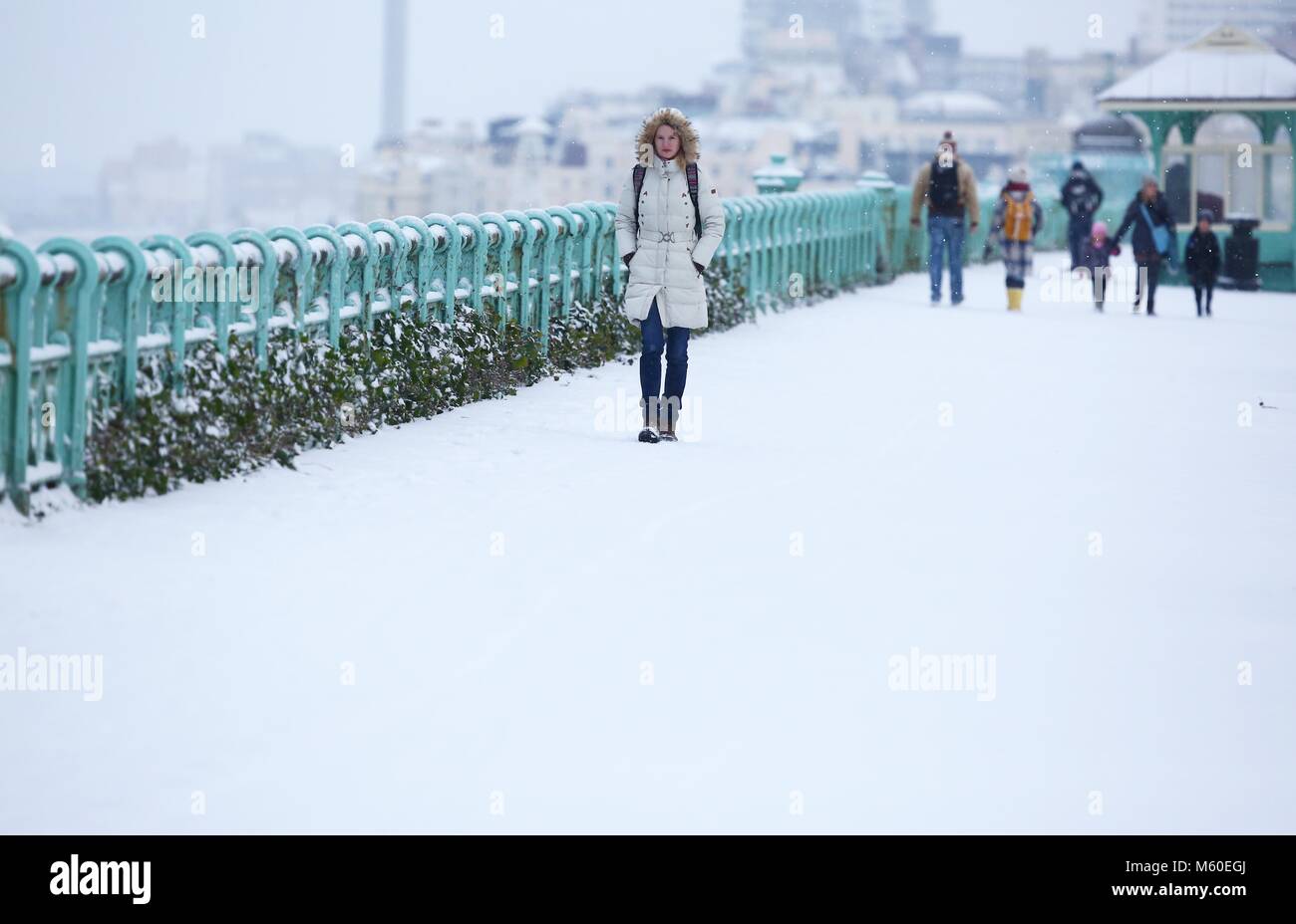 Snow on Brighton seafront this morning after a night of freezing ...