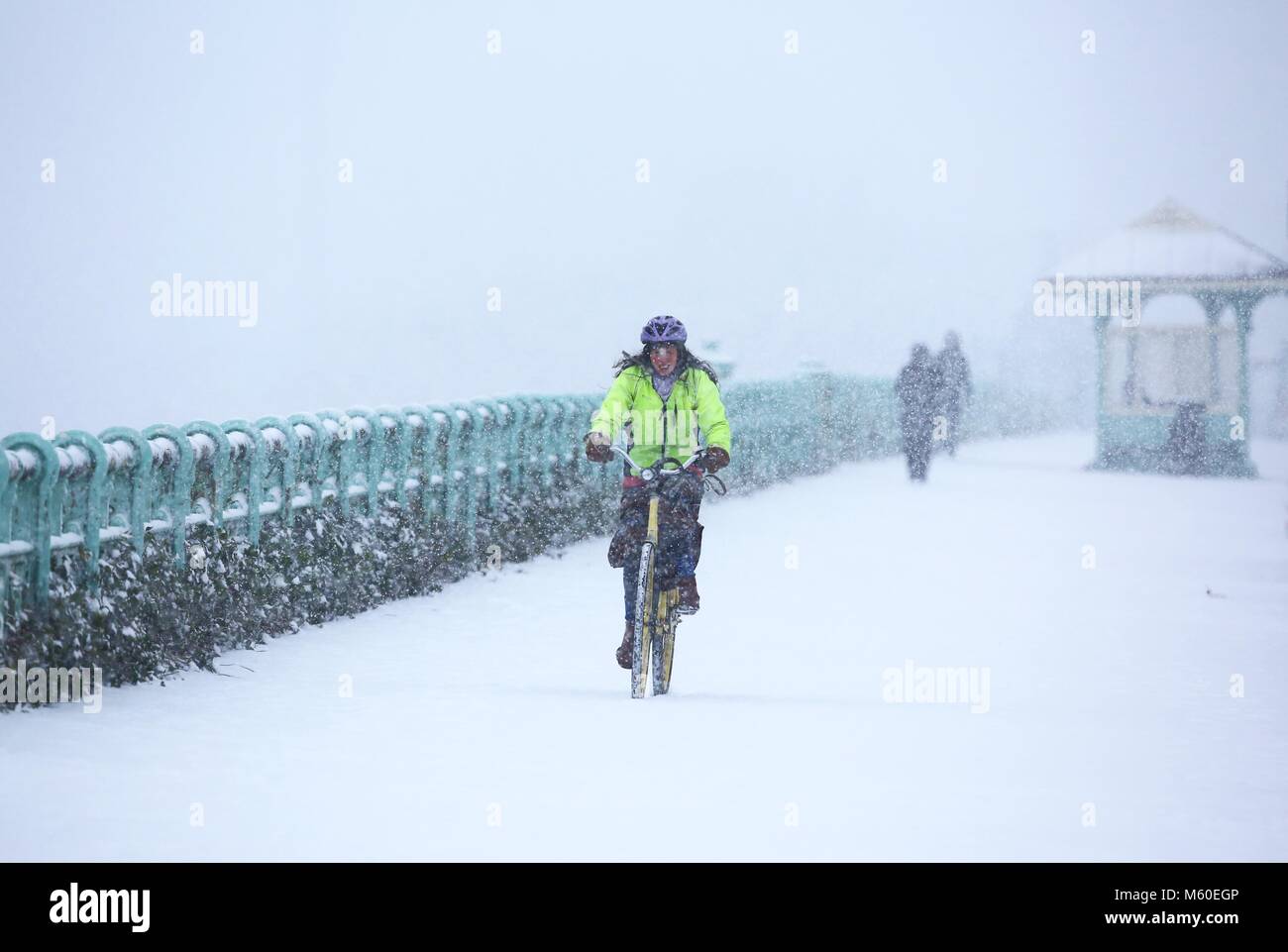 Snow on Brighton seafront this morning after a night of freezing ...