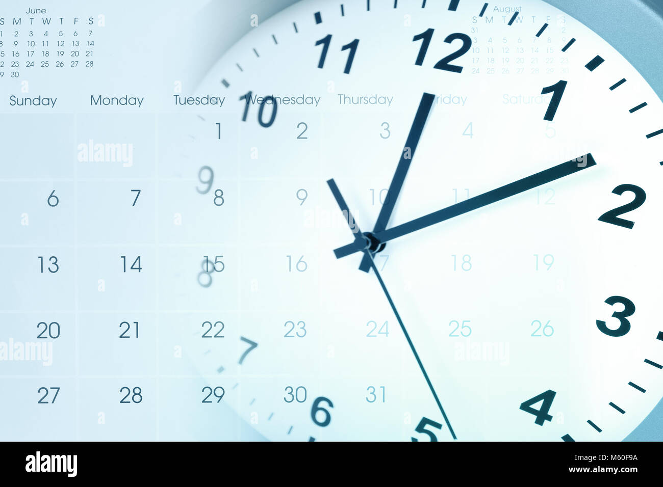 Clock face and calendar composite Stock Photo - Alamy