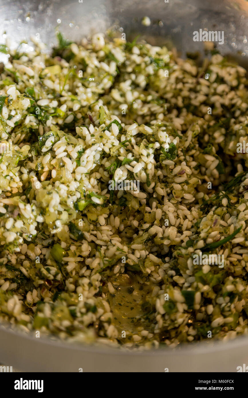 Greek Stuffed Grape Leaves With Rice and Herbs (Dolmadakia Stock Photo ...