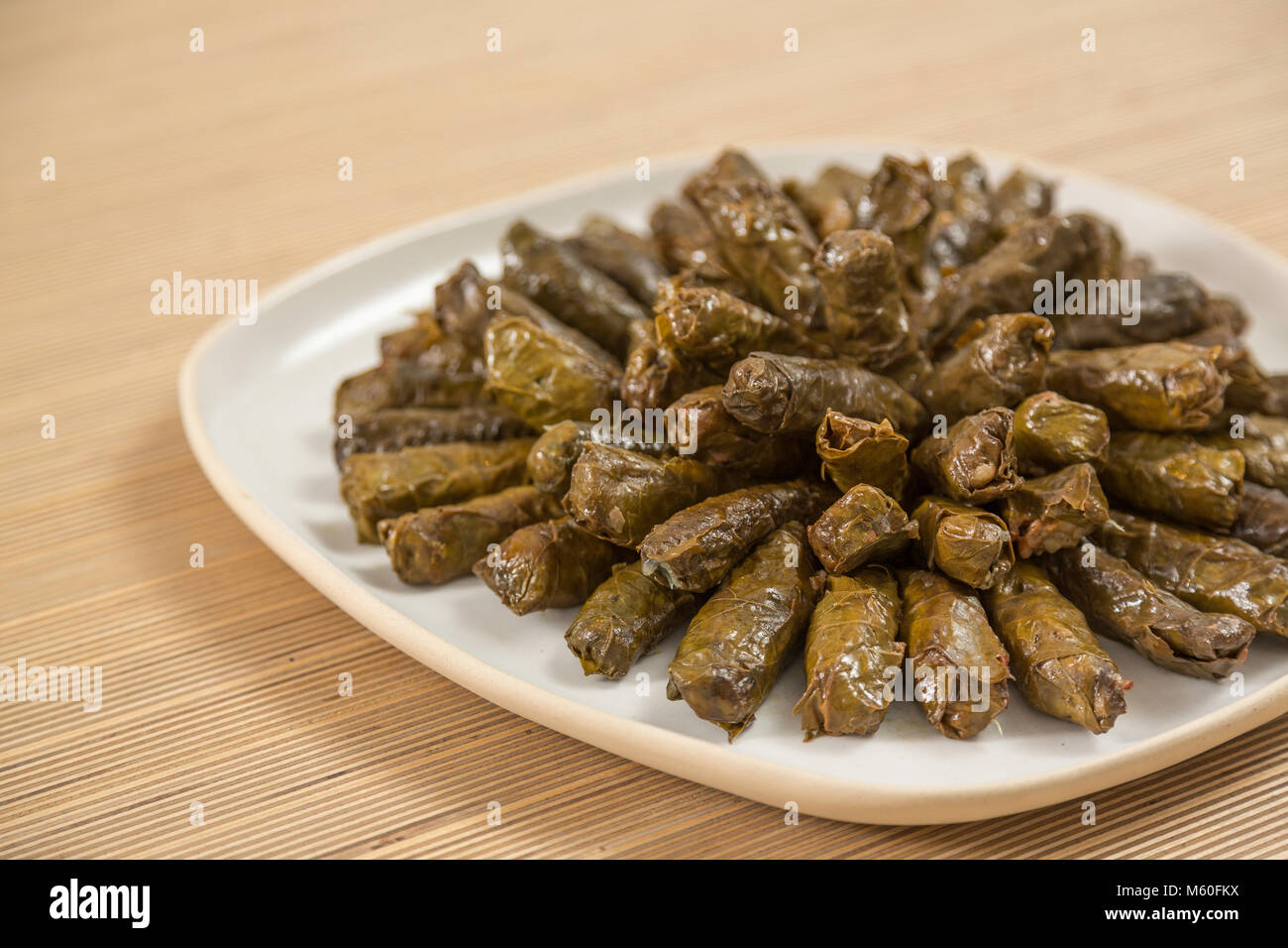 Greek Stuffed Grape Leaves With Rice and Herbs (Dolmadakia Stock Photo ...