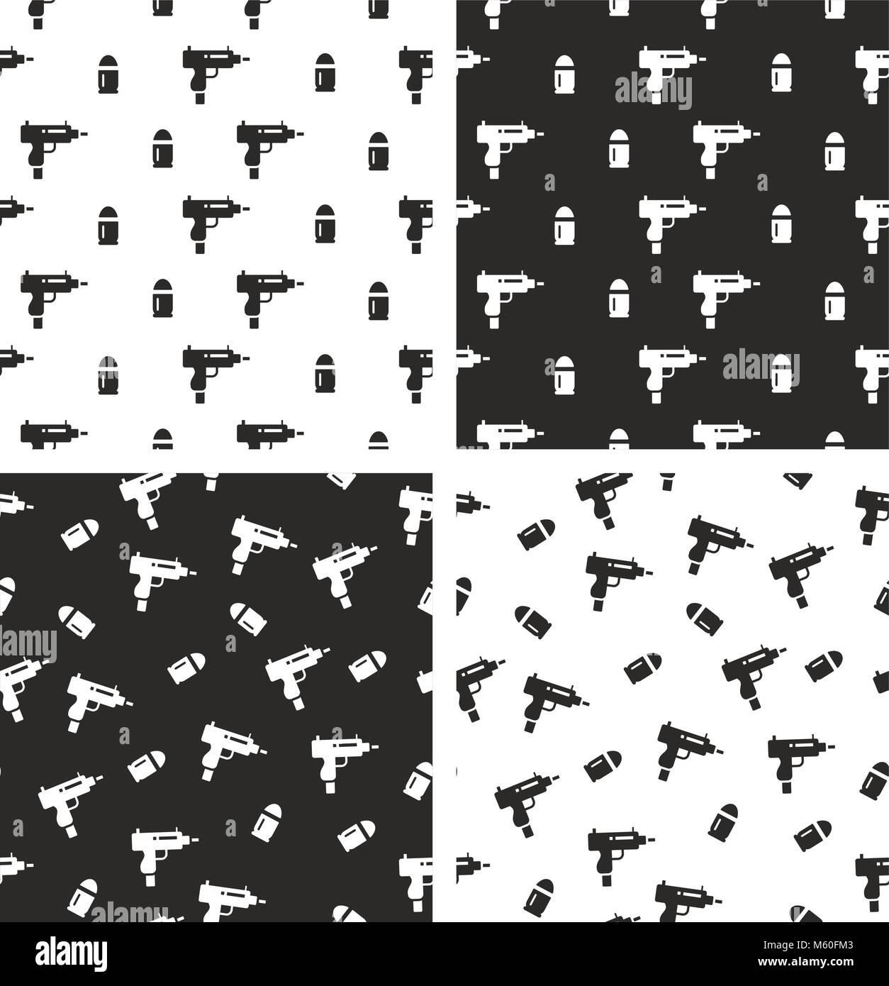 Uzi Gun & Bullet Seamless Pattern Set Stock Vector Image & Art - Alamy