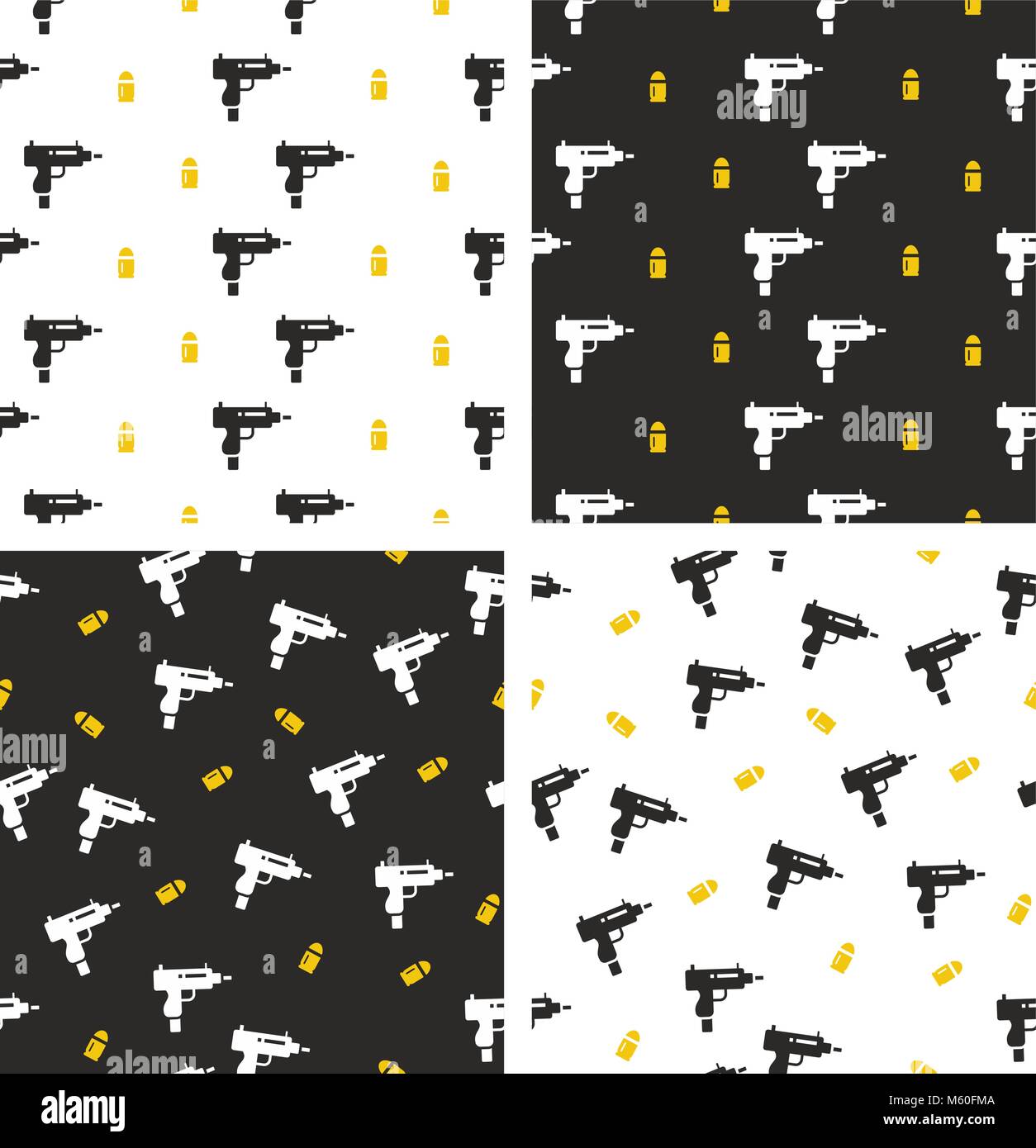 Uzi Gun & Bullet Seamless Pattern Set Stock Vector Image & Art - Alamy