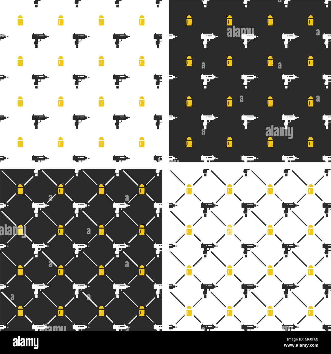 Uzi Gun & Bullet Seamless Pattern Set Stock Vector Image & Art - Alamy