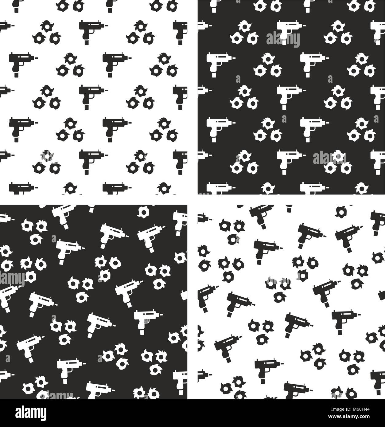 Uzi Gun & Bullet Holes Seamless Pattern Set Stock Vector Image & Art ...