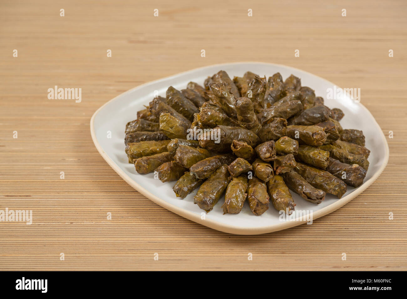 Greek Stuffed Grape Leaves With Rice and Herbs (Dolmadakia Stock Photo ...