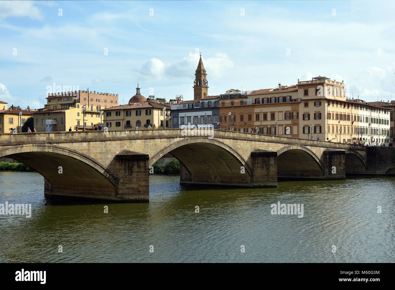 Bridge Ponte alla Carraia over the river Arno in Florence - Italy Stock ...