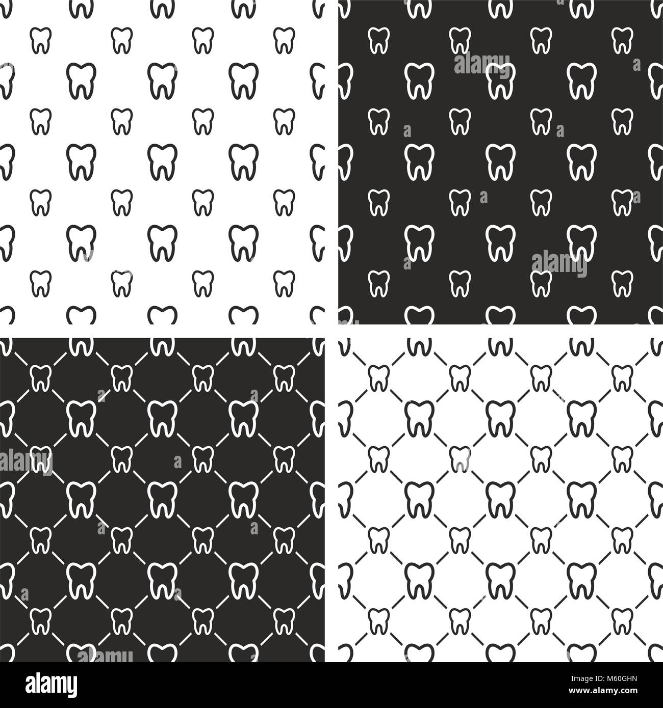 Tooth Seamless Pattern Set Stock Vector Image & Art - Alamy