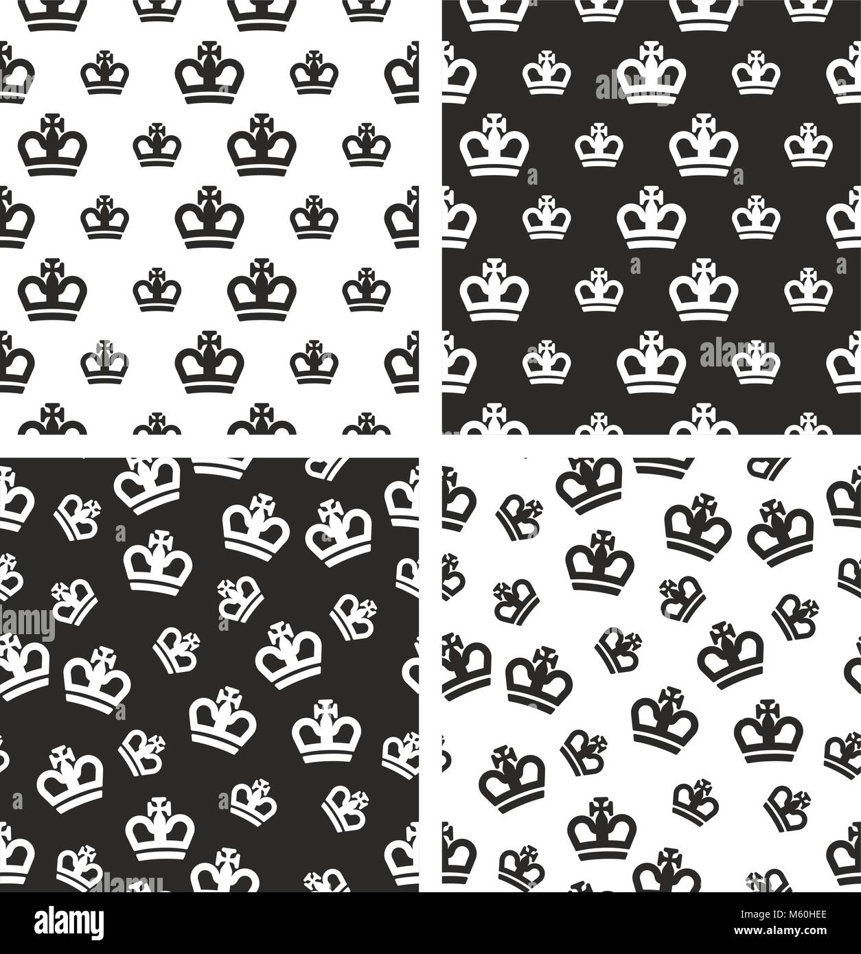 Royal Crown King & Queen Seamless Pattern Set Stock Vector Image & Art ...