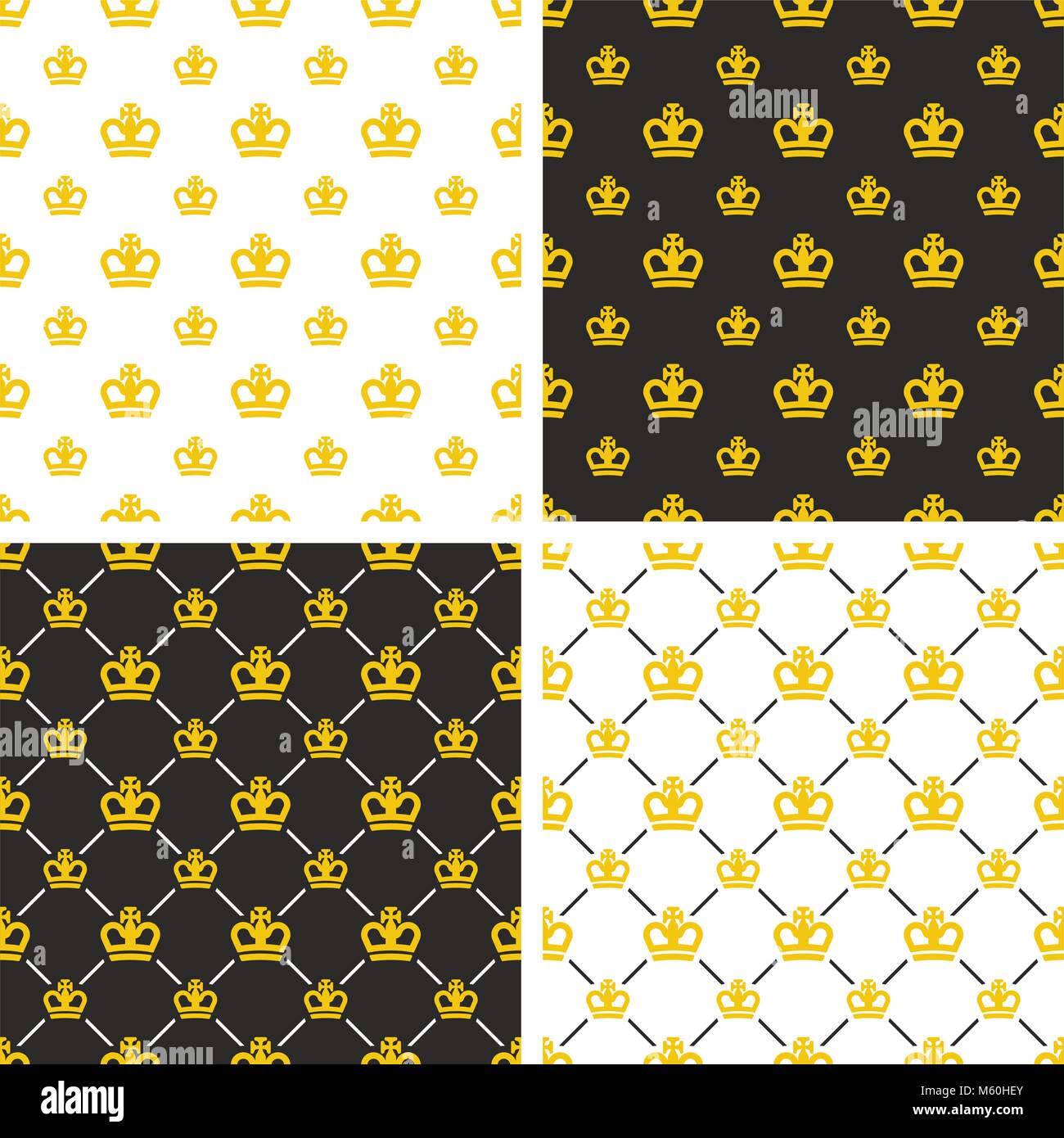 Royal Crown King & Queen Seamless Pattern Set Stock Vector Image & Art ...