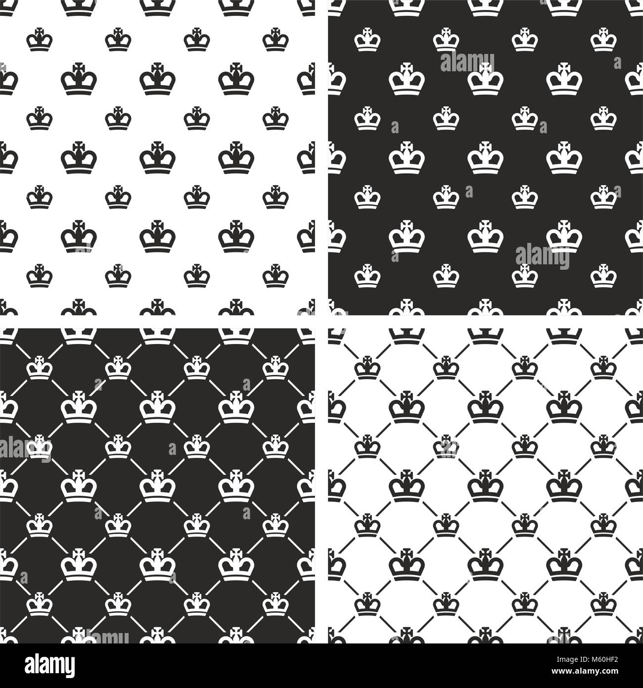 Royal Crown King & Queen Seamless Pattern Set Stock Vector Image & Art ...