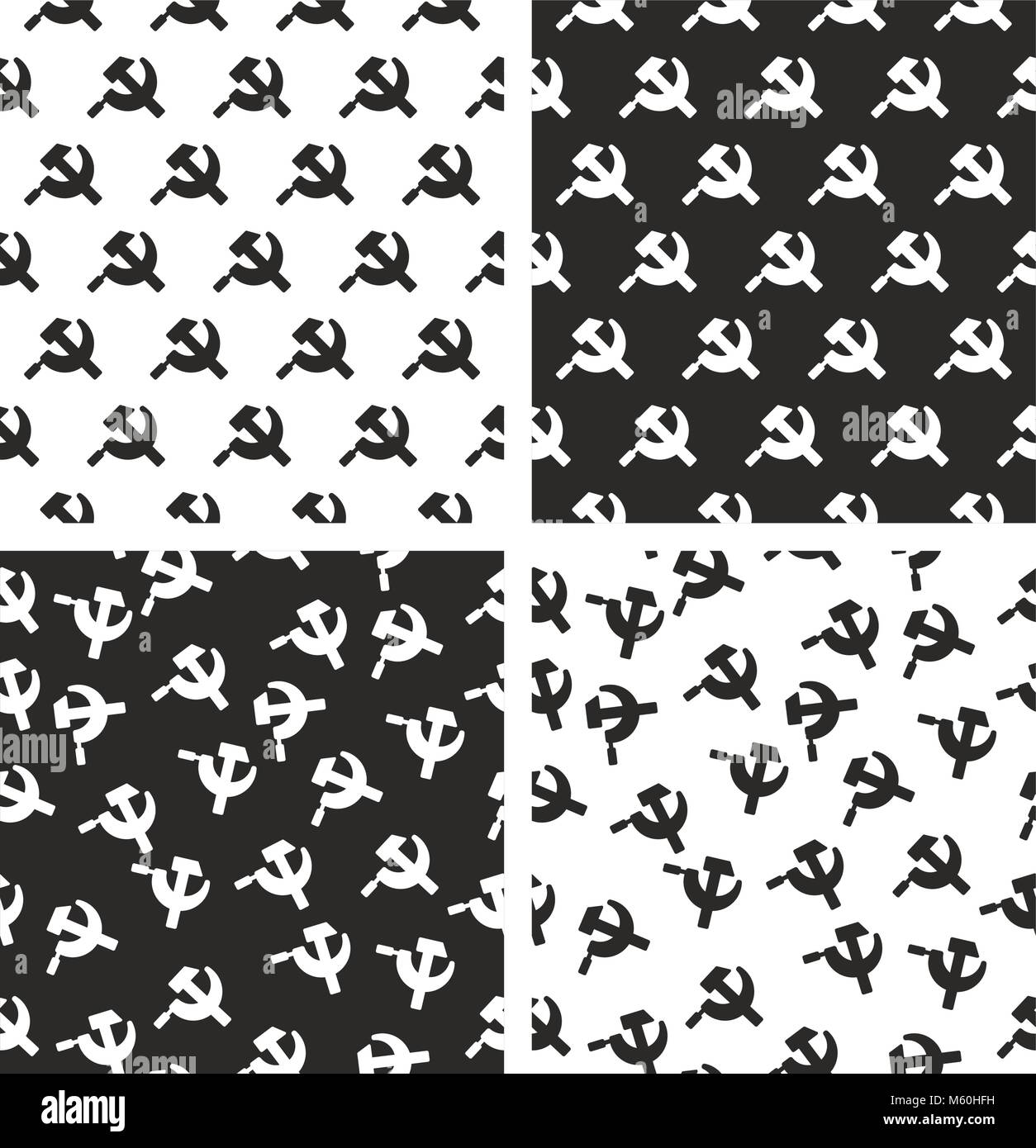 Russian Hammer & Sickle or Communist Symbol Seamless Pattern Set Stock ...