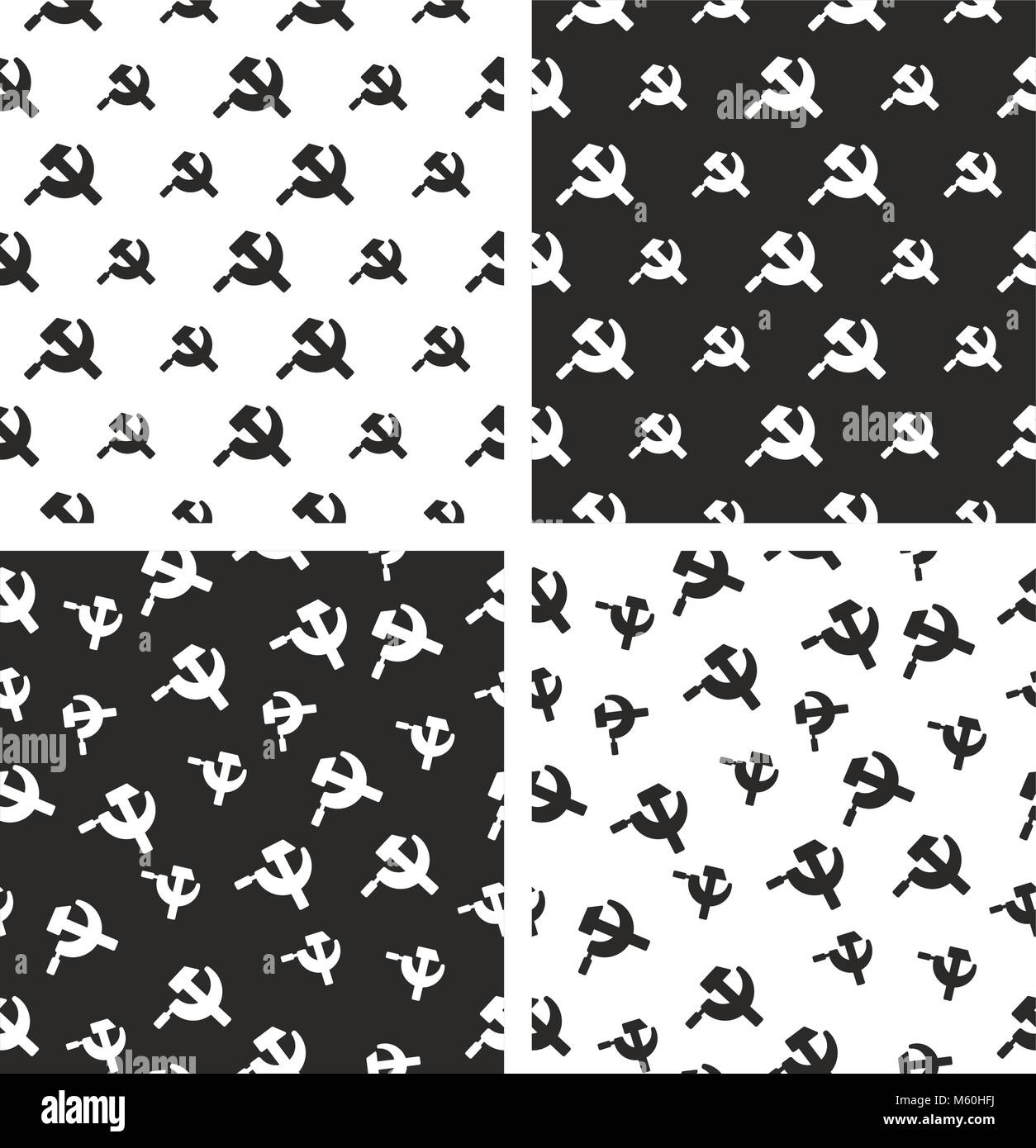 Russian Hammer & Sickle or Communist Symbol Seamless Pattern Set Stock ...
