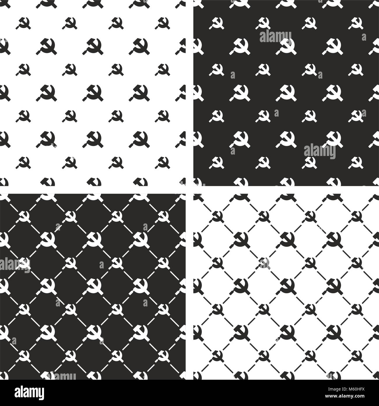 Russian Hammer & Sickle or Communist Symbol Seamless Pattern Set Stock ...