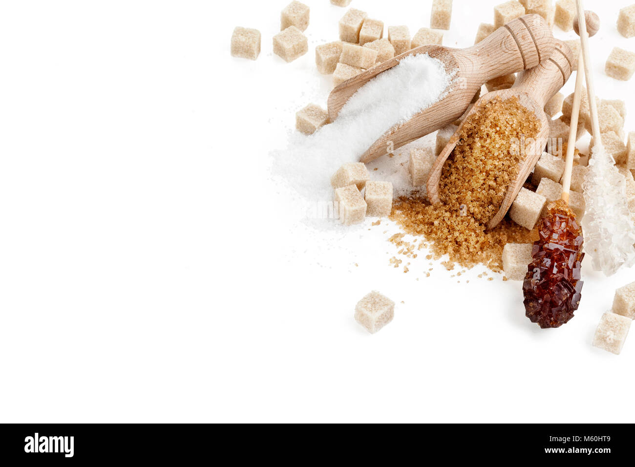 Various kinds of sugar. Isolated on white background Stock Photo - Alamy