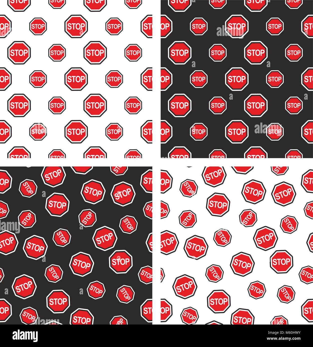 Stop Sign or Traffic Sign Seamless Pattern Set Stock Vector Image & Art ...