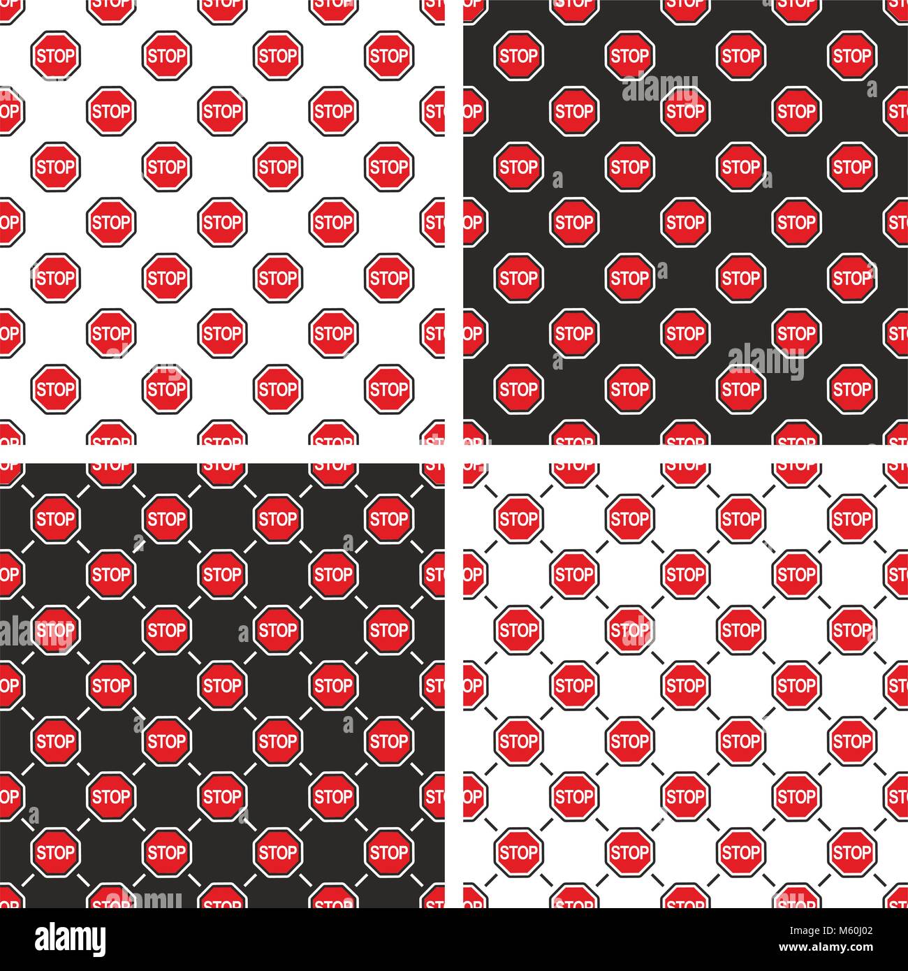 Stop Sign or Traffic Sign Seamless Pattern Set Stock Vector Image & Art ...