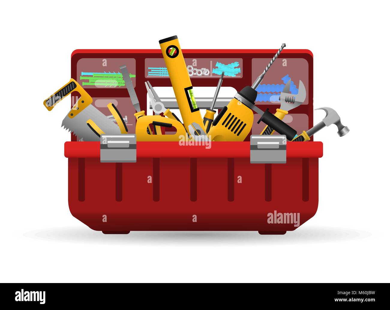 Tool box. Vector instrument toolbox with tools kit for home repair ...