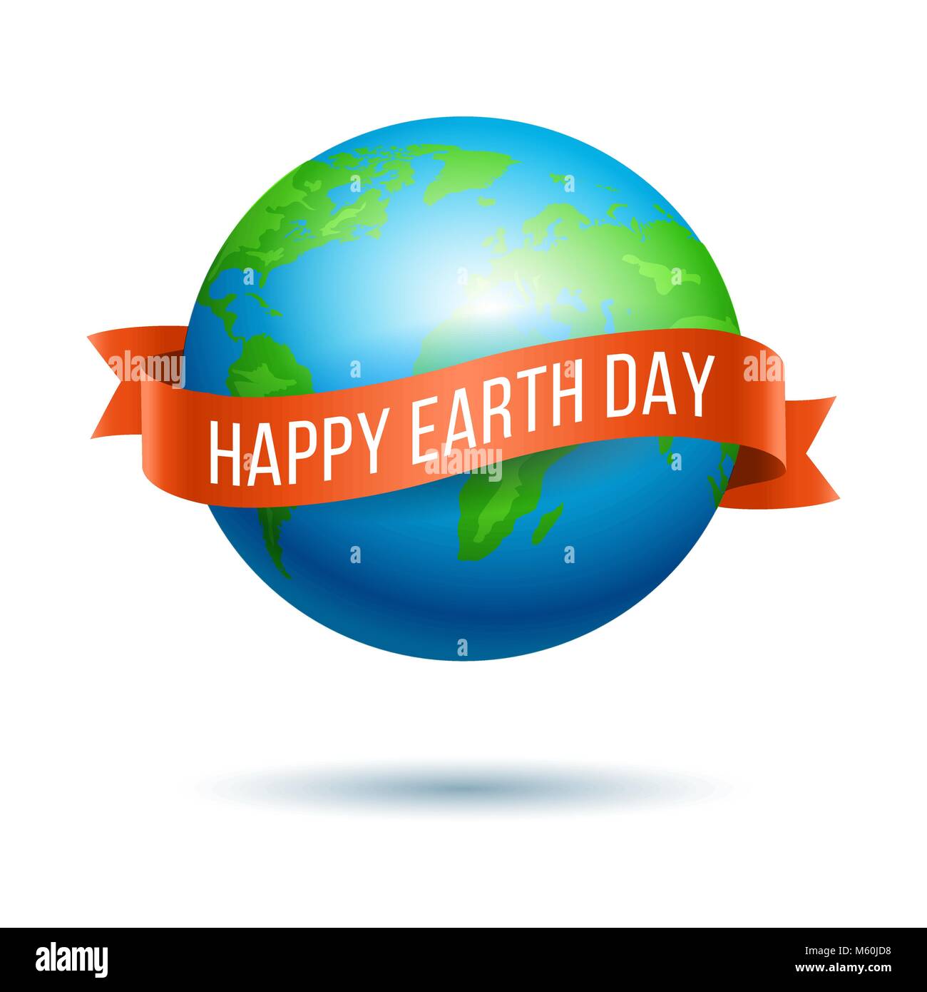 Earth Day. Vector illustration of globe planet with red ribbon Stock ...