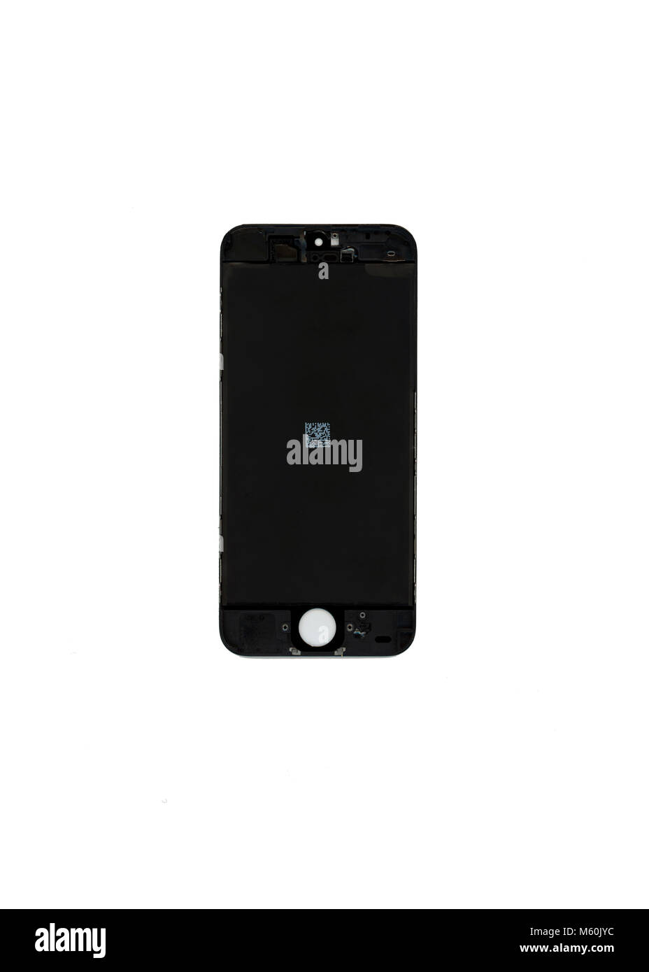 A view of an smartphone screen without a camera on a white isolated ...