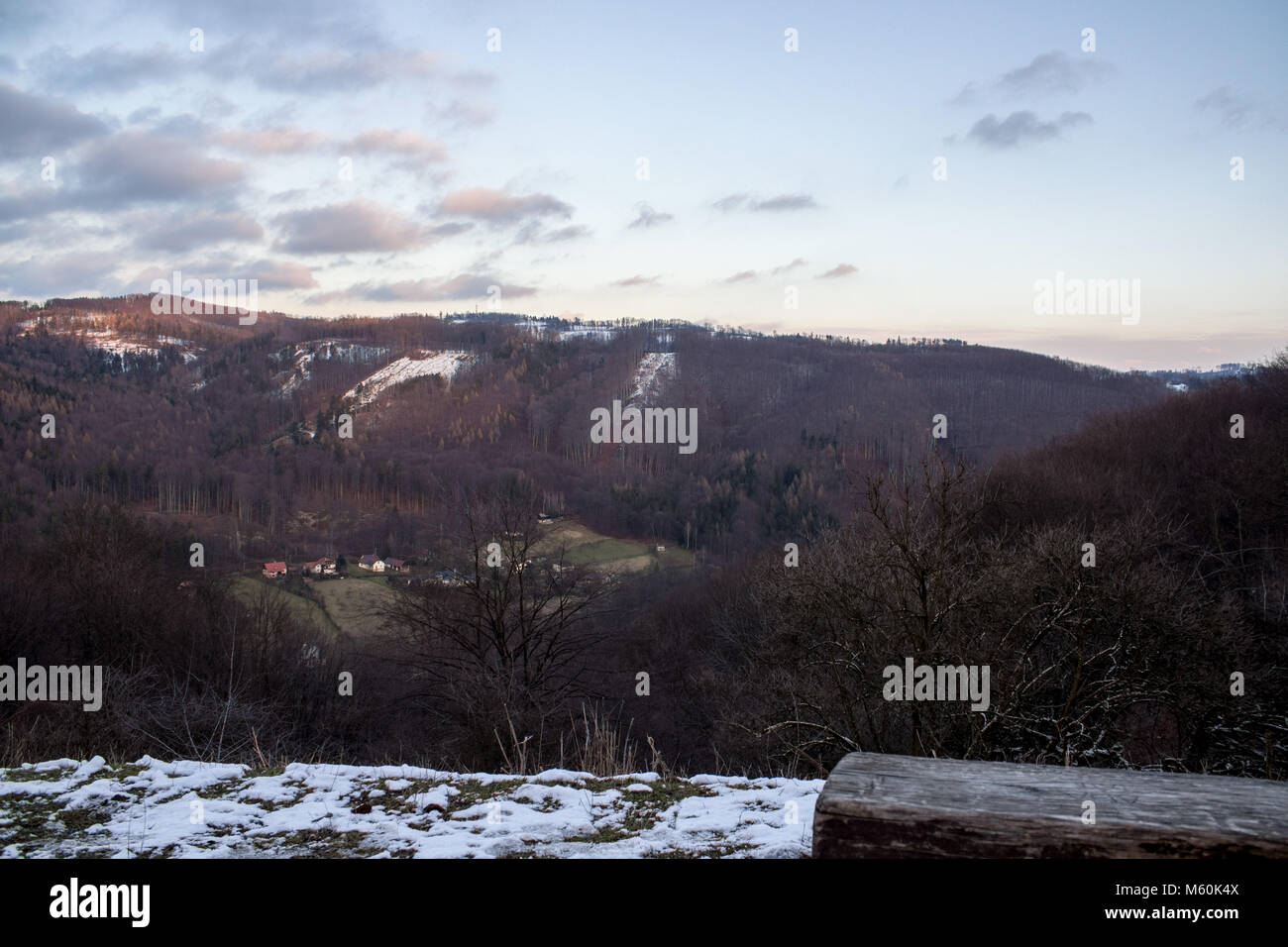 Town inside mountains in winter Stock Photo - Alamy