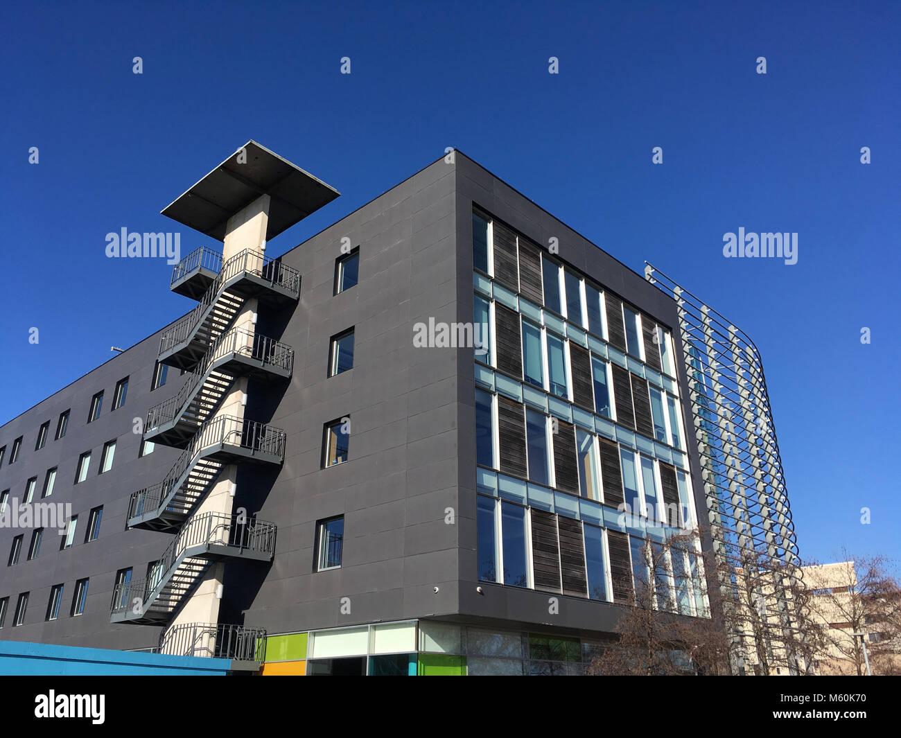Cardiff Bay, Modern Architecture, office buildings fire escape Stock ...