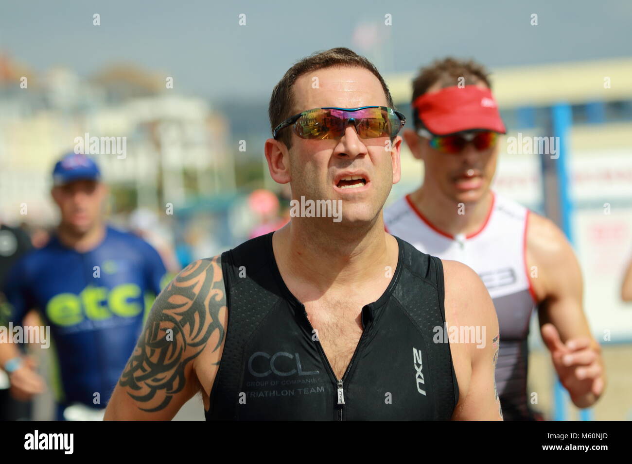 Half marathon stage of Weymouth ironman triathlon 2017 Stock Photo - Alamy